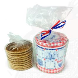 10 Handmade Gouda wafers in a Red coloured biscuit tin!